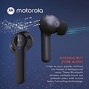 Motorola Moto Buds-S ANC - True Wireless Bluetooth Earbuds with Microphone and Active Noise Cancellation, IPX5 Water Resistant, Touch Control, Comfort Fit, Includes Micro Charging Case, Black