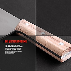 KOFERY 8-Inch Blade Handmade Forged Kitchen Stainless Steel Cleaver Chopper Butcher Knife Heavy-duty Cleaver with Full Tang Wooden Handle Chicken Bone Terminator L204