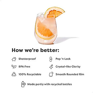 TOSSWARE POP 18oz Tumbler Vino XL SET OF 12, Premium Quality, Recyclable, Unbreakable & Crystal Clear Plastic Wine Glasses, 12 Count (Pack of 1)