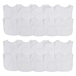 Neat Solutions 2-Ply Knit Terry Solid Color Feeder Bibs in White - 20 Pack
