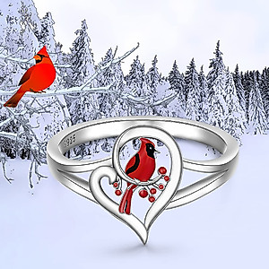 Cardinal Ring for Women Sterling Silver Cardinal Appear When Angels Are Near Cardinal Jewelry Bird Memorial Gifts for Loss of Loved One Size 8