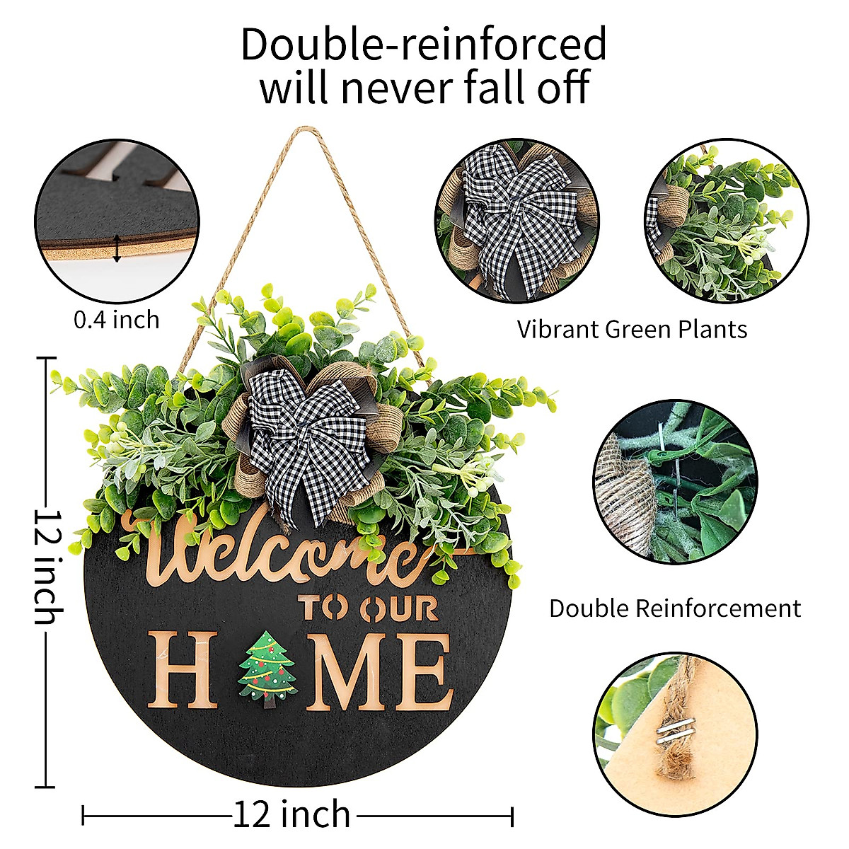 Interchangeable Welcome Sign Front Door Decor,WinGaYe Spring Summer Wood Wreath with 15 pcs Holiday Icons,All Seasons Welcome Wreath Porch Hanging Decoration with Lights for Home Farmhouse