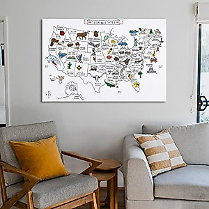 Tour The States Poster, Map USA America Poster, USA Map United States of America Travel Wall Art Dec Canvas Art Poster And Wall Art Picture Print Modern Family Bedroom Decor Posters 24x36inch(60x90cm)