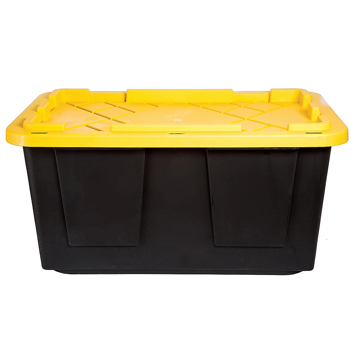 ANF BRANDS (12-Pack) Heavy-Duty 27-Gallon Black and Yellow Storage Bins, Stackable with Secure Lids for Ultimate Organization