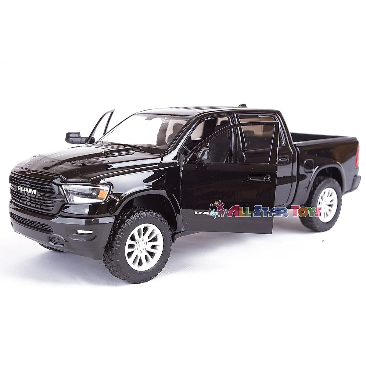 Dodge Ram 1500 Crew Cab Laramie, Black, 2019, Model Car,, Motormax 1:24