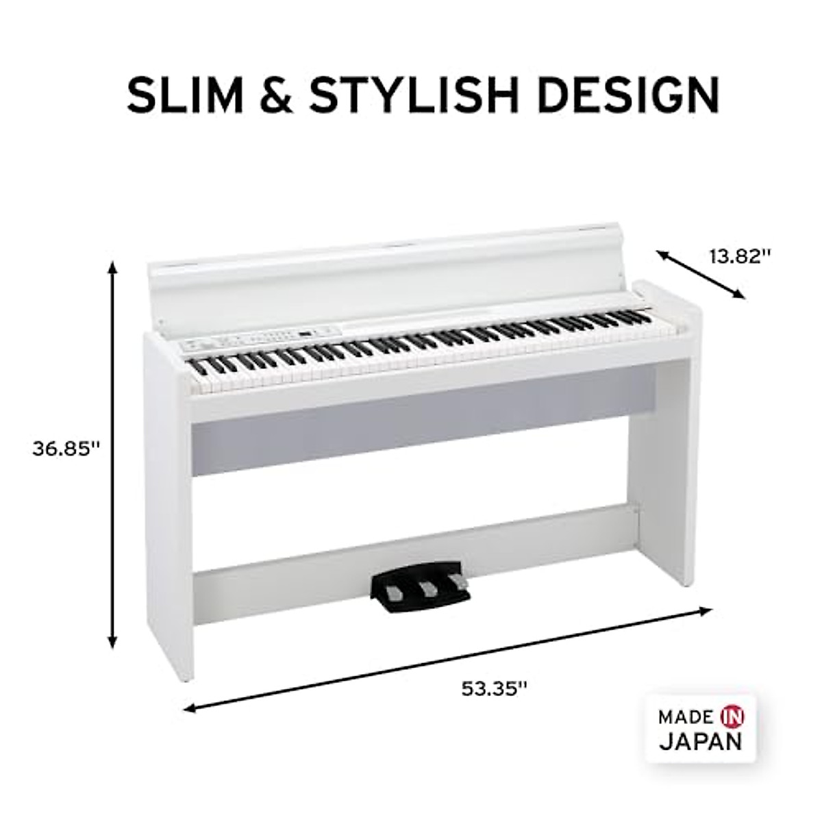 KORG LP-380U Digital Home Piano with 88-Key Fully Weighted Keyboard, Built-in Speakers, Furniture Stand, and 3-Pedal Unit (LP-380-WH U)