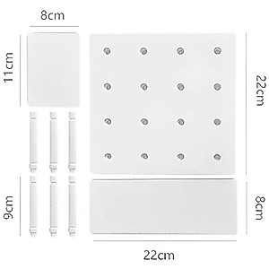 HGYZE Plastic Pegboard Wall Organizer, White, 22 x 22 x 1.5 in, Includes 4 Wall Shelves, 8 Hanging Boards, 24 Hooks