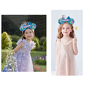 Mouse Ears Bow Headbands Girls' Costume Accessories Princess Decoration For Encanto Dress upCosplay (new blue incanto)