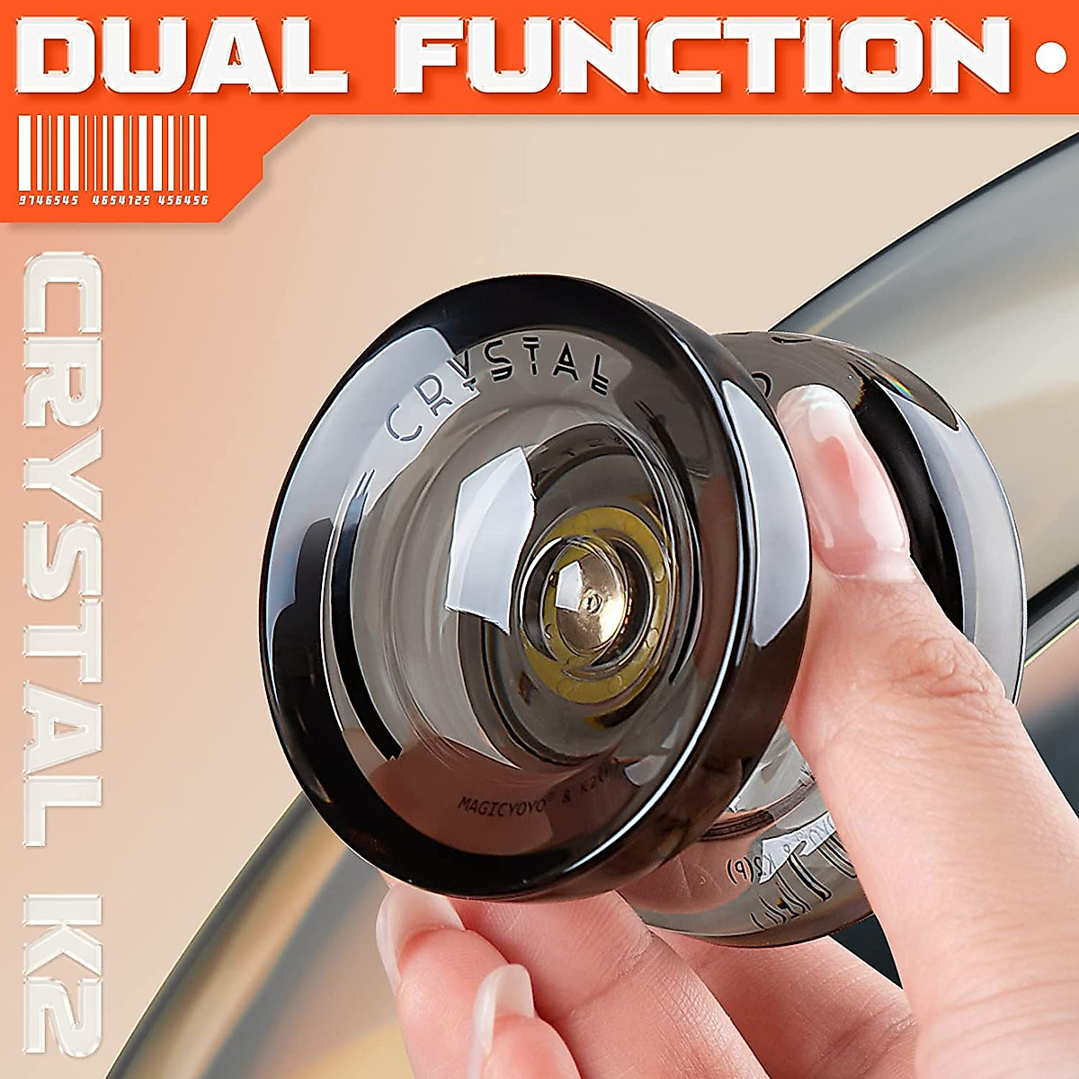 MAGICYOYO 2 Pack of Yoyo K2 Crystal, Responsive Yoyo for Kids Beginner, Dual Function Yoyos with Replacement Unresponsive Yoyo Bearing for Advanced Player+Bearing Removal Tools+12 Yoyo Strings+2 Bags