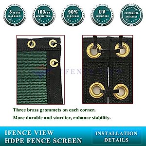 Ifenceview 4'x3' to 4'x50' Green Shade Cloth/Fence Privacy Screen Fabric Mesh Net for Construction Site, Yard, Driveway, Garden, Railing, Canopy, Awning 160 GSM UV Protection (4'x3')