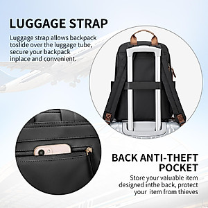 GOLF SUPAGS Laptop Backpack for Women Work Travel Backpacks Computer Bag Casual Daypack Fits 14 Inch Notebook (Black)