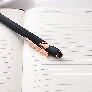 12 PCS 2 in 1 Stylus Ballpoint Pen with Stylus Tip, 1.0 mm Black Ink Metal Pen Stylus Pen for Touch Screens,12 Pens and 12 Refills (Rose Gold & Black)