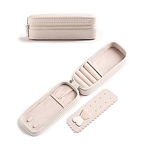 SANQIANWAN Small Jewelry Travel Organizer Box with PU Leather Portable Jewelry Storage Case for Necklace Rings Earrings, Tassels design of jewely case gifts for mother, Girlfriend and lover,16.5*7.5*6