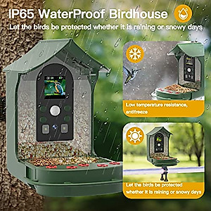 ESOXOFFORE Smart Bird Feeder with Camera,Hummingbird Feeder House with PIR Motion Detection 1080P Auto Capture Photo&Video,Night Vision,IP65 Waterproof Bird Watching Camera Gift -32G Card