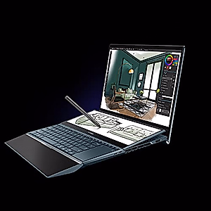 ASUS ZenBook Pro Duo 15 UX582 Laptop, 15.6” OLED 4K Touch Display, i7-12700H, 16GB, 1TB, GeForce RTX 3060, ScreenPad Plus, Windows 11 Home, Celestial Blue, UX582ZM-AS76T