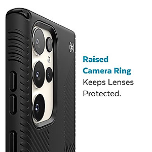 Speck Samsung Galaxy S23 Ultra Case - Drop Protection, Scratch Resistant & Shock-Absorbent Protective Case for Galaxy S23 Ultra - Slim Design with Extra Grip Protection - Black, White Presidio2
