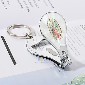 WE Our Lady of Guadalupe (12 PCS) Baptism Keychain with Nail Clipper and Opener Party Favors for Baby Boys and Girls/Bautizo Recuerdos/Gift for Guest/Christening/First Communion Favors