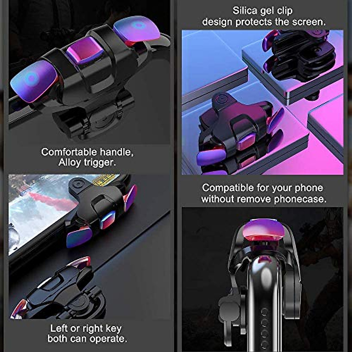 YEVIOR [1 Pair ] Mobile Game Controller Trigger for iPhone Android, PUBG Cellphone Gaming Joystick 4 Fingers Operation, with Sensitive Shoot Aim Keys for Fornite/Knives Out/Rules of Survival