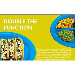 Jarratt Industries Fiesta Taco Serving Plates, Serving Trays with Stand Up Taco Holder, Plastic Plate Set for Soft and Hard Shell Tacos, Use for Taco Nights and Taco Bar, Microwave Safe, Set of 6