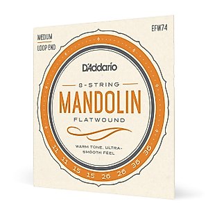 D'Addario EFW74 Phosphor Bronze Flatwound Mandolin Strings, Medium, 11-36