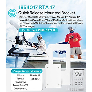 For Minn Kota 1854017 Quick Release Bracket RTA-17 For Terrova, Ulterra, PowerDrive, Deckhand 40, Riptide ST SP Trolling Motor, Composite Electric Steer Trolling Motor Bracket Motor Mount Plate, White
