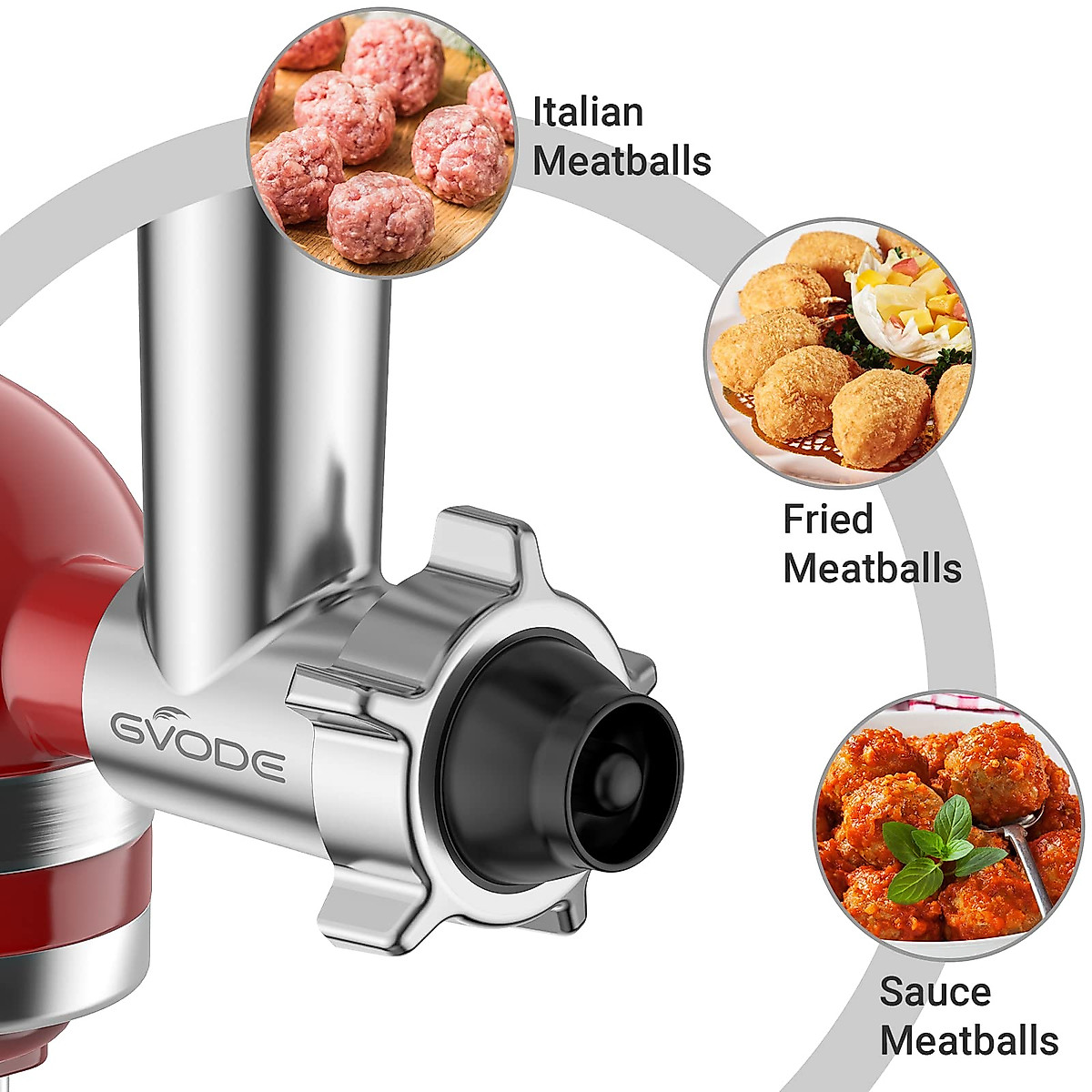 Meat Grinder & Slicer Shredder Attachment for Kitchenaid Stand Mixer, Includes Metal Meat Grinder, Sausage Stuffer, Meatball Accessories, Slicer Shredder Set for Kitchenaid Mixer Attachments By GVODE