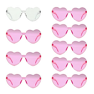 KIWILEPI Heart Sunglasses Bachelorette Party Supplies, 9PCS Heart Shaped Glasses Bulk for Team Bride Decorations Bridesmaid Proposal Gifts Birthday Party Supplies Valentine's Day Party Favors