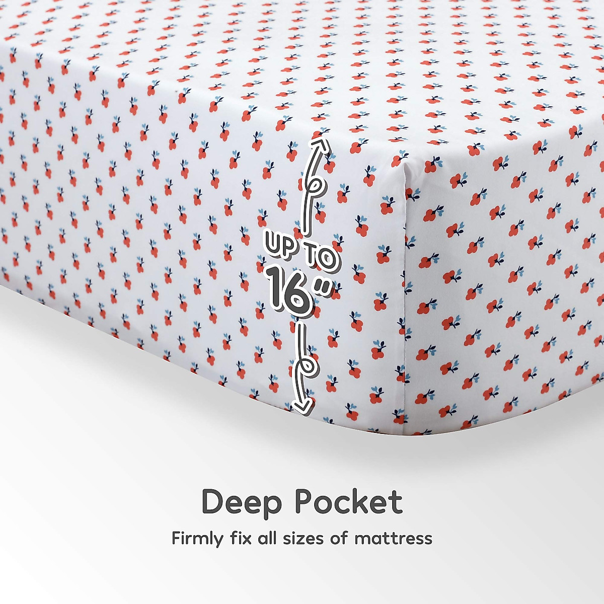 SLEEP ZONE Kids Printed Twin Bed Sheets Set 3-Piece - Super Soft & Cute Kids Sheet Set with Flat Sheet, Fitted Sheet, Pillowcase (Twin, Little Bouquet Red)