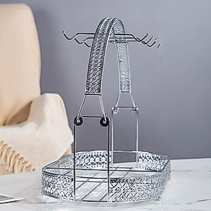 Mug Holder Coffee Cup Holder Stand Dishes Organizer Wrought Iron Mug Drainer Storage Drying Rack for Counter Cabinet Table Kitchen Restaurant Office (Silver A)