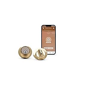 Level Home Inc. Level Lock Smart Lock Touch Edition - Smart Deadbolt for Keyless Entry Using Touch, Key Card or Smartphone, Bluetooth Lock, Compatible with Apple HomeKit, Polished Brass
