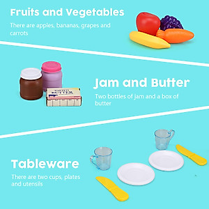 TOY Life Play Kitchen Accessories Toddler Kitchen Playset Toy Kitchen Appliances Kitchen Sets for Kids Ages 4-8 Kid Blender Toy Toaster Kitchen Set with Realistic Light Sound Gift for Girls Boys