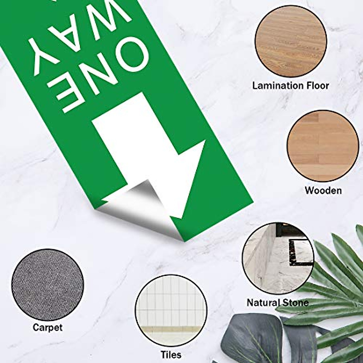 IDJWVU 15Pcs 6" x 18" One Way Directional Arrows Floor Stickers Social Distance Floor Stickers Decal Waterproof PVC Vinyl Safety Distance Floor Sign Markers Commercial Material (Green Background)