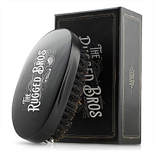 The Rugged Bros Natural Beard Brush for Men | Grooming, Wooden Handle Hair Brush for Men's Beards, 100% Boar Bristles, Promotes Growth While Grooming Beards and Mustache - Home or Travel