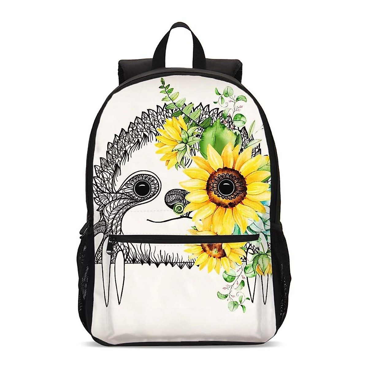 DuJiea Sloth Sunflower Kids Backpack Set 3 Piece Student Back To School Book Bag with Shouder Bag Pencil Case Box for Boys Girls 1-6th Grade