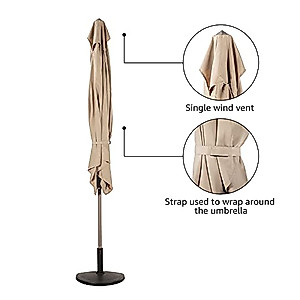COBANA 7.5’by 4’Half Rectangular Outdoor Patio Umbrella for Patio, Balcony, Garden, Deck, Beige