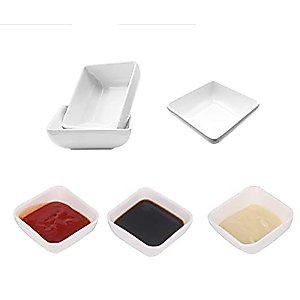 smylls 6 Pcs 3 Ounce Dipping Bowls Set White Plastic Dipping Sauce Bowls,Small Bowls for Ketchup,Side Dishes,Vinegar in Party BBQ,Condiments