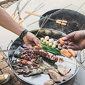 8 Marshmallow Roasting Sticks, 32 Inch Telescoping Hot Dog Forks&Smores Stainless Steel Skewers Extendable for Campfire, Camping Stove Bonfire BBQ Tools with Portable Bag