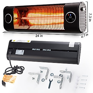 Uthfy Outdoor Patio Heater,Wall Mounted Heater for Garage Backyard,Infrared Heater for Indoor Use,1500W Electric Heater with Remote Control 9Hours Timer Overheating Protection