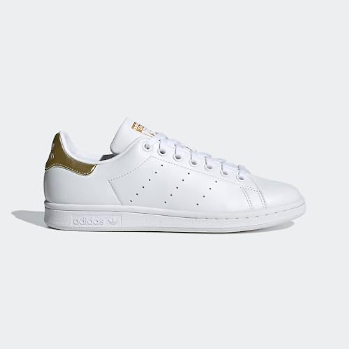 adidas Originals Women's Stan Smith (End Plastic Waste) Sneaker, White/White/Gold Metallic, 6