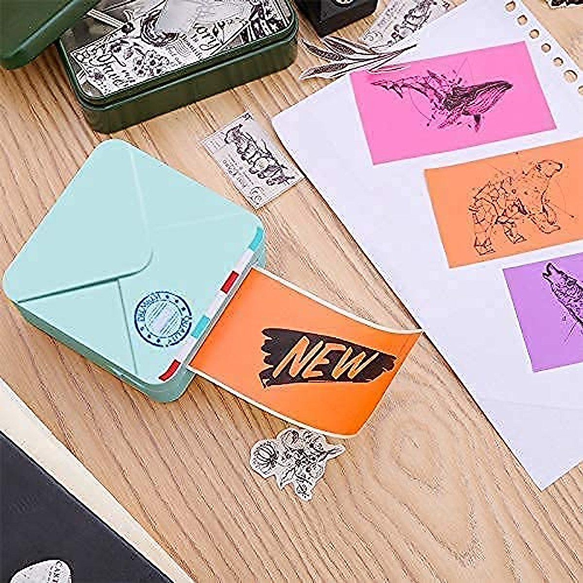 Phomemo M02S Pocket Printer- Mini Bluetooth Thermal Printer with 3 Rolls White Sticker Paper, Compatible with iOS + Android for Learning Assistance, Study Notes, Journal, Fun, Work, Cyan