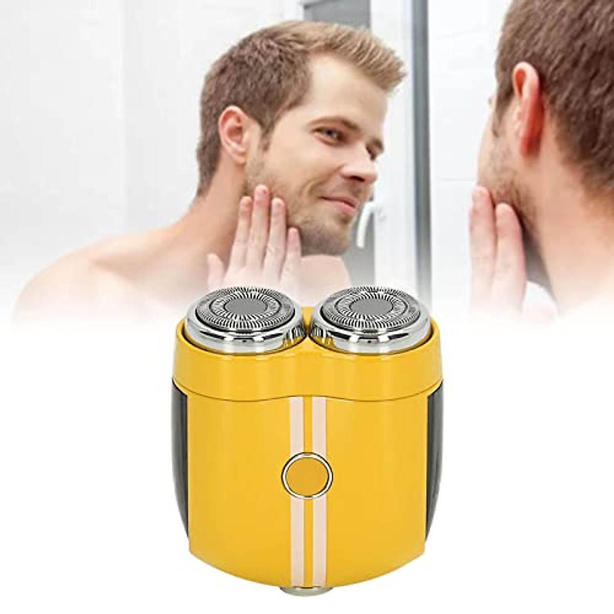 Electric Beard Trimmer, Zinc Alloy Mini Electric Shaver IPX7 Wet and Dry Dual Use for Traveling (Yellow)