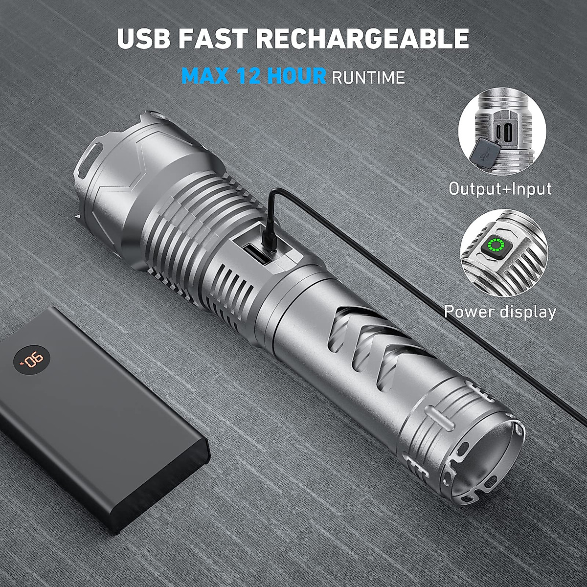 FUROLD Rechargeable LED Flashlights High Lumens 2 Pack 990,000 Super Bright Powerful Flash Light,5 Modes, IPX6 Waterproof,Handheld Tactical Flashlights for Emergency Camping Hiking