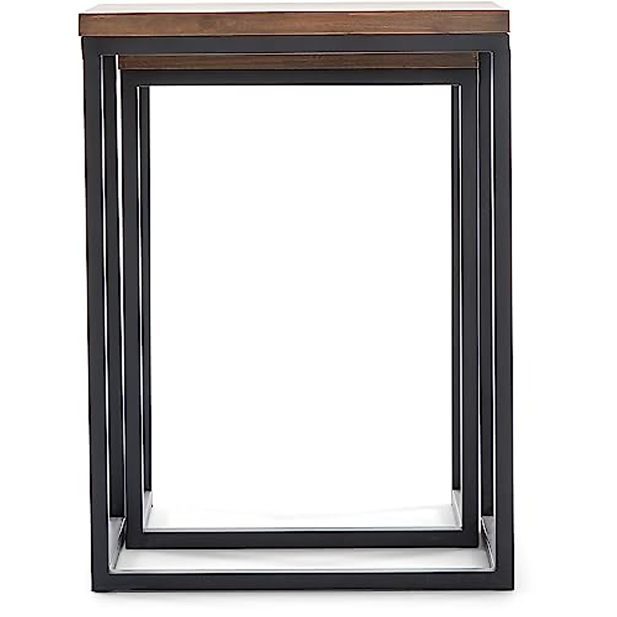 Amazon Brand – Stone & Beam Weston Wood & Metal Nesting Tables, Set of 2, Brown