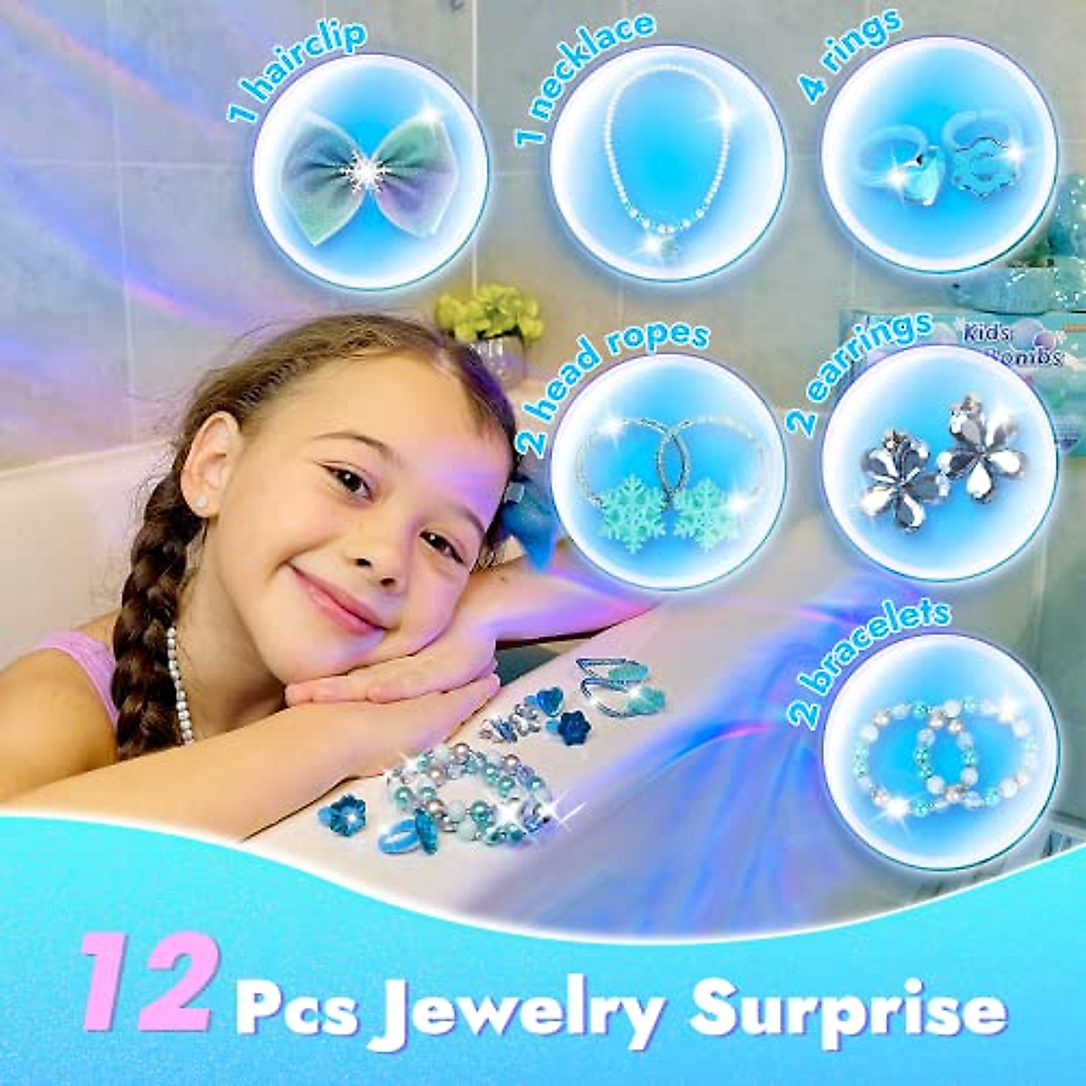 Bath Bombs for Kids with Surprise Inside, 2023 Gift for Girls, 6 Gentle and Kids Safe Handmade Bath Bombs, XXL 5.0 OZ