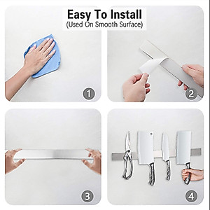 Magnetic Knife Holder, VanlonPro Stainless Steel Knife Magnetic Strip for Wall, Heavy Duty Magnet Strip for Knives, Magnetic Tool Organizer, Kitchen Utensil Holder, Easy Install Rack (20 Inch, Silver)