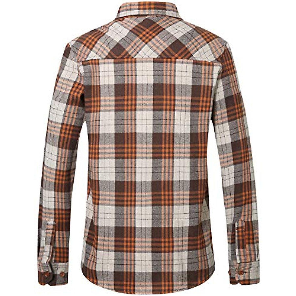 SSLR Flannel Shirt for Men, Long Sleeve Button Down Shirt Plaid Casual (Large, Khaki)