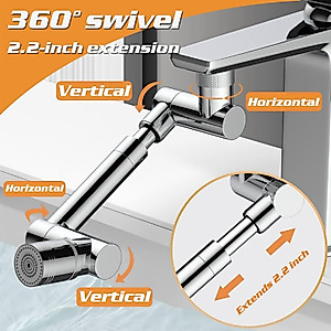 Timnamy Faucet Attachment, 1440° Extendable Robotic Arm Faucet, 2 Mode Multi Angle Rotating Faucetfor Kitchen Bathroom Sink with Height Adjustment and Splash Prevention (Black)