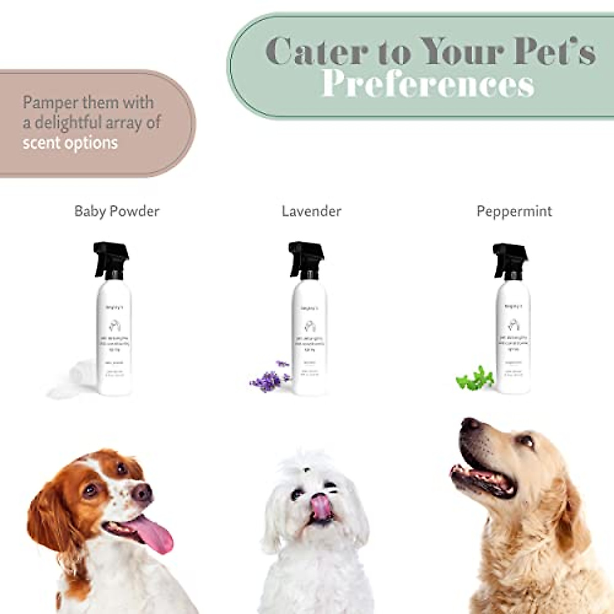 Begley's Natural Pet Detangling Spray - Premium Essential Oil Scented Detangler Spray for Dogs, Puppies & Cats - Dog Leave in Conditioner Spray - Dematting Spray for Dogs & Pets - 16 oz, Baby Powder