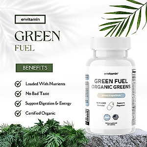 envitamin Green Fuel Organic Greens Tablets - Organic Greens, Fruit and Vegetable Blend
