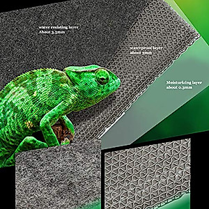 Reptile Carpet, 3 in 1 Lizard Cage Mat Snake Bedding Multi-Functional Reptiles Pets Mat Waterproof Moisturizing Pad Carpet for Bearded Dragon Turtles IguanaTortoises